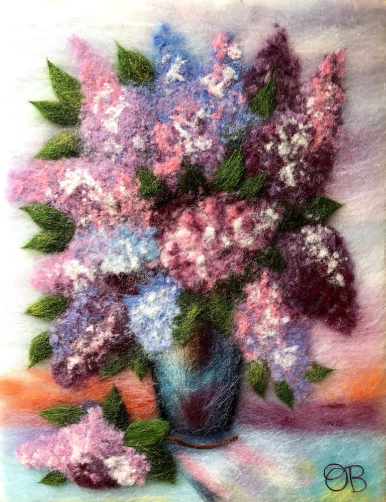 Original Wool Painting "Spring Bouquet" by Oksana Ball