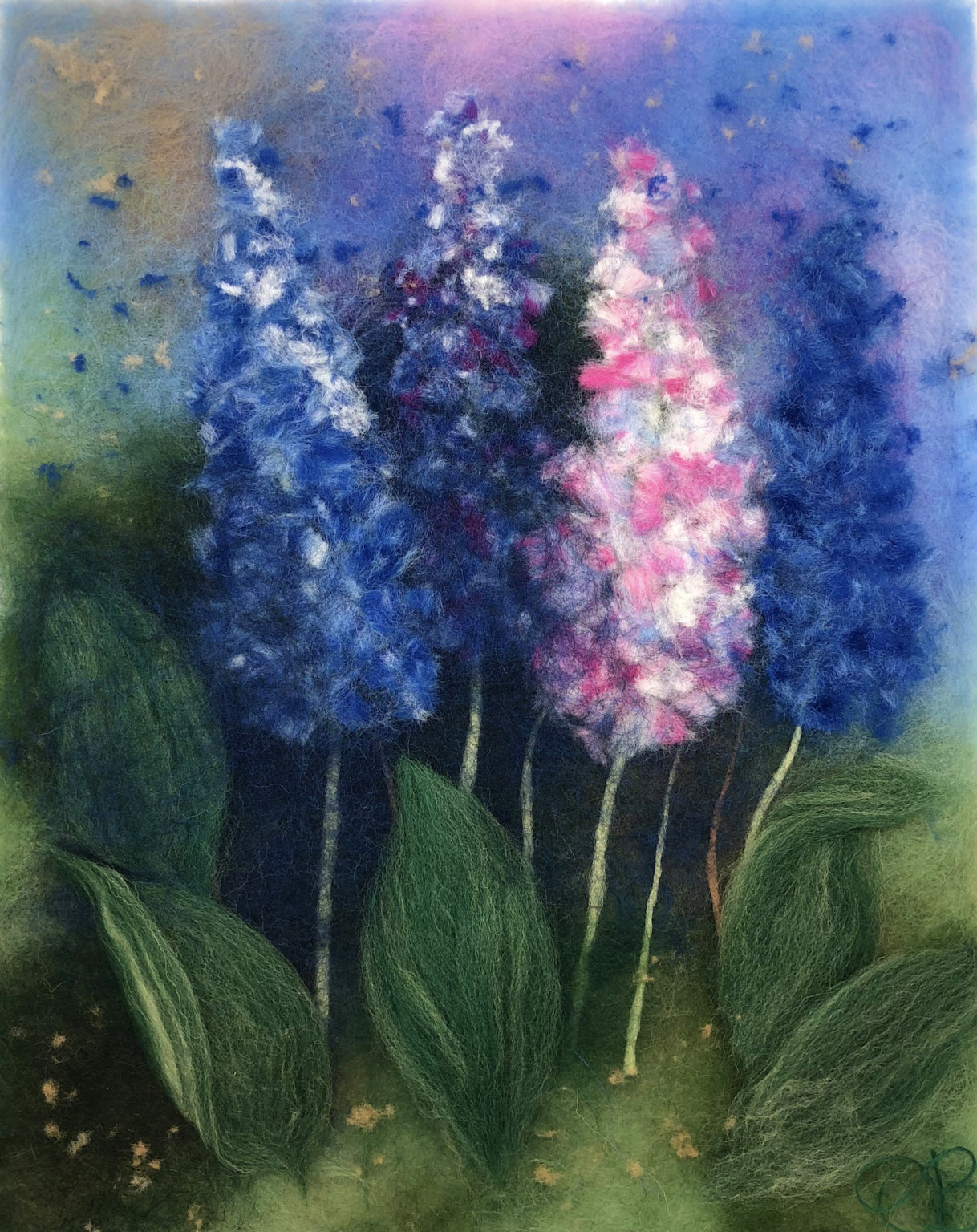 Original Wool Painting "Wildflowers" by Oksana Ball