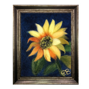 Original Wool Painting "Sunflower" by Oksana Ball